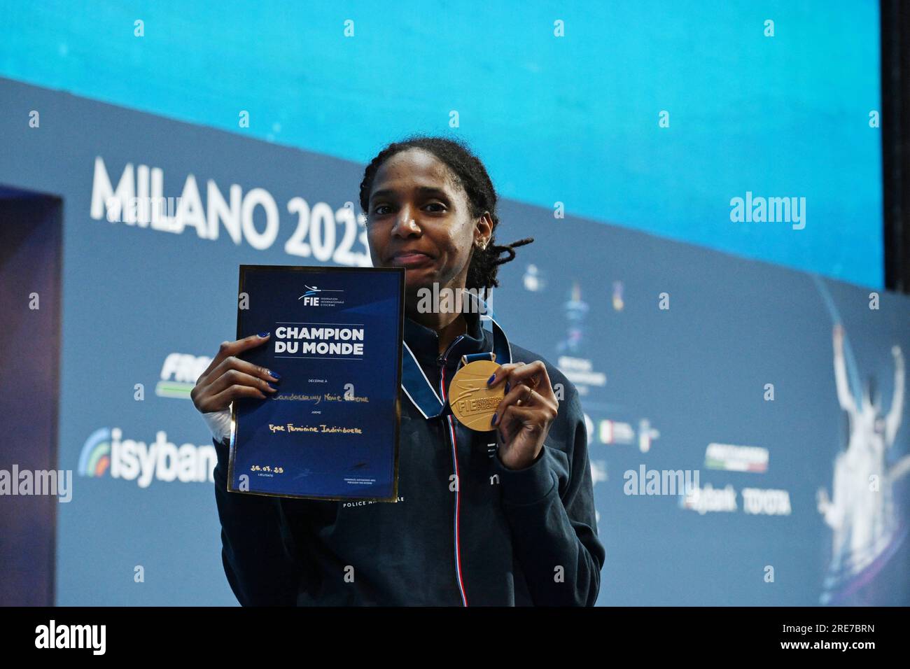 Champion Marie-Florence Candassamy of France celebrates during the 2023 ...