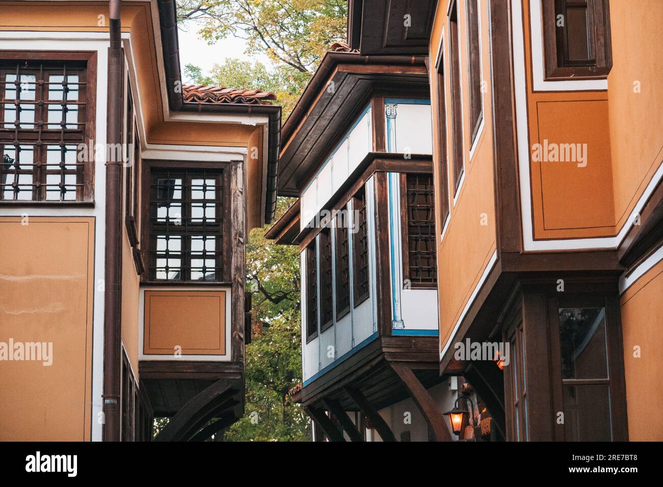 ornate Bulgarian Revival architecture in the old town of Plovdiv ...