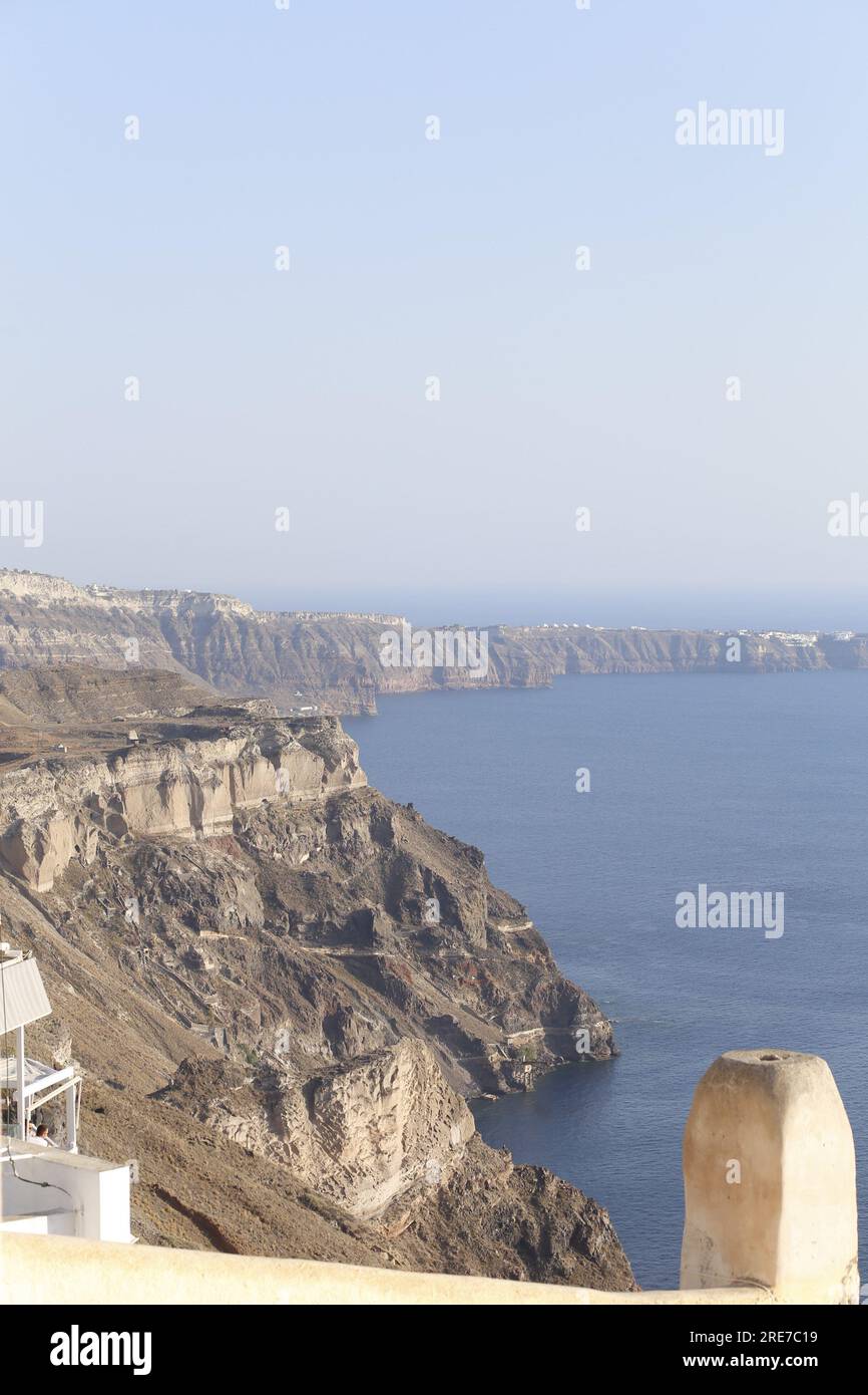 Santorini rocky cliff landscape in abeautiful nature scene in Greek ...