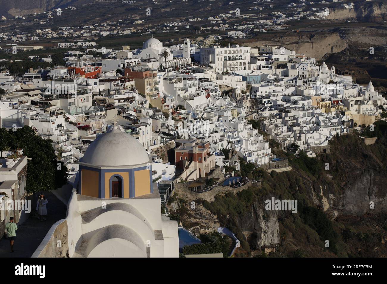 Thera cityscape with beautiful white building landmarks in Thera ...