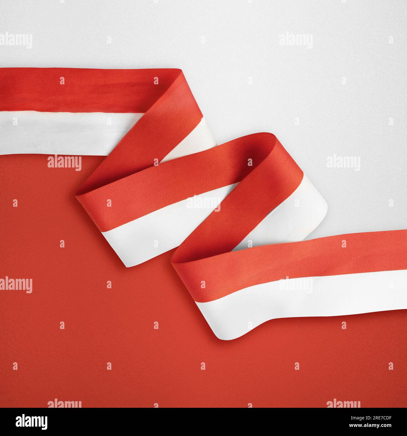 Ribbon with the red and white color of the Indonesian flag. Indonesian ...