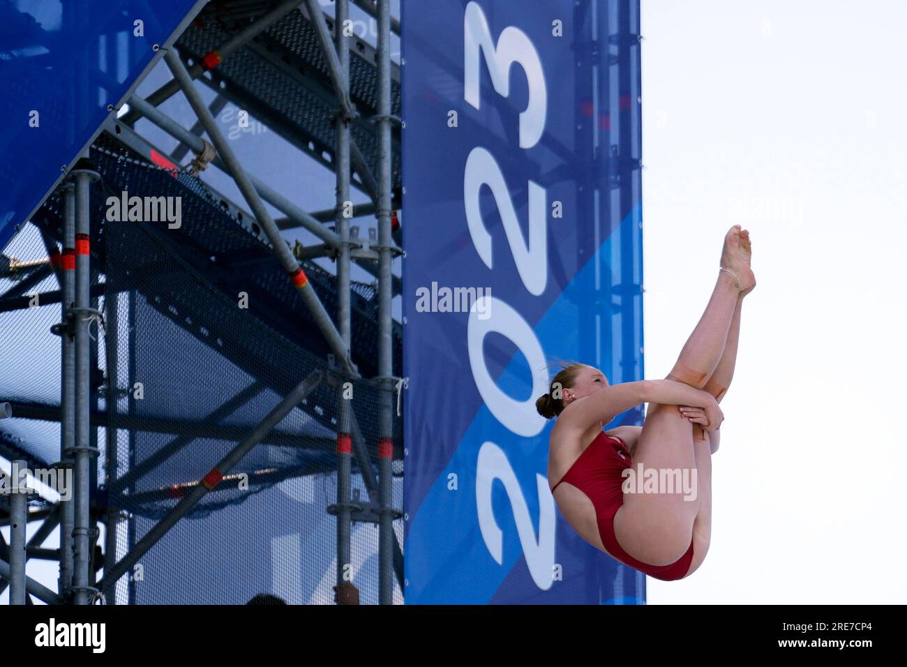 Molly Carlson of Canada dives during the round 3 of Women's 20 meter ...