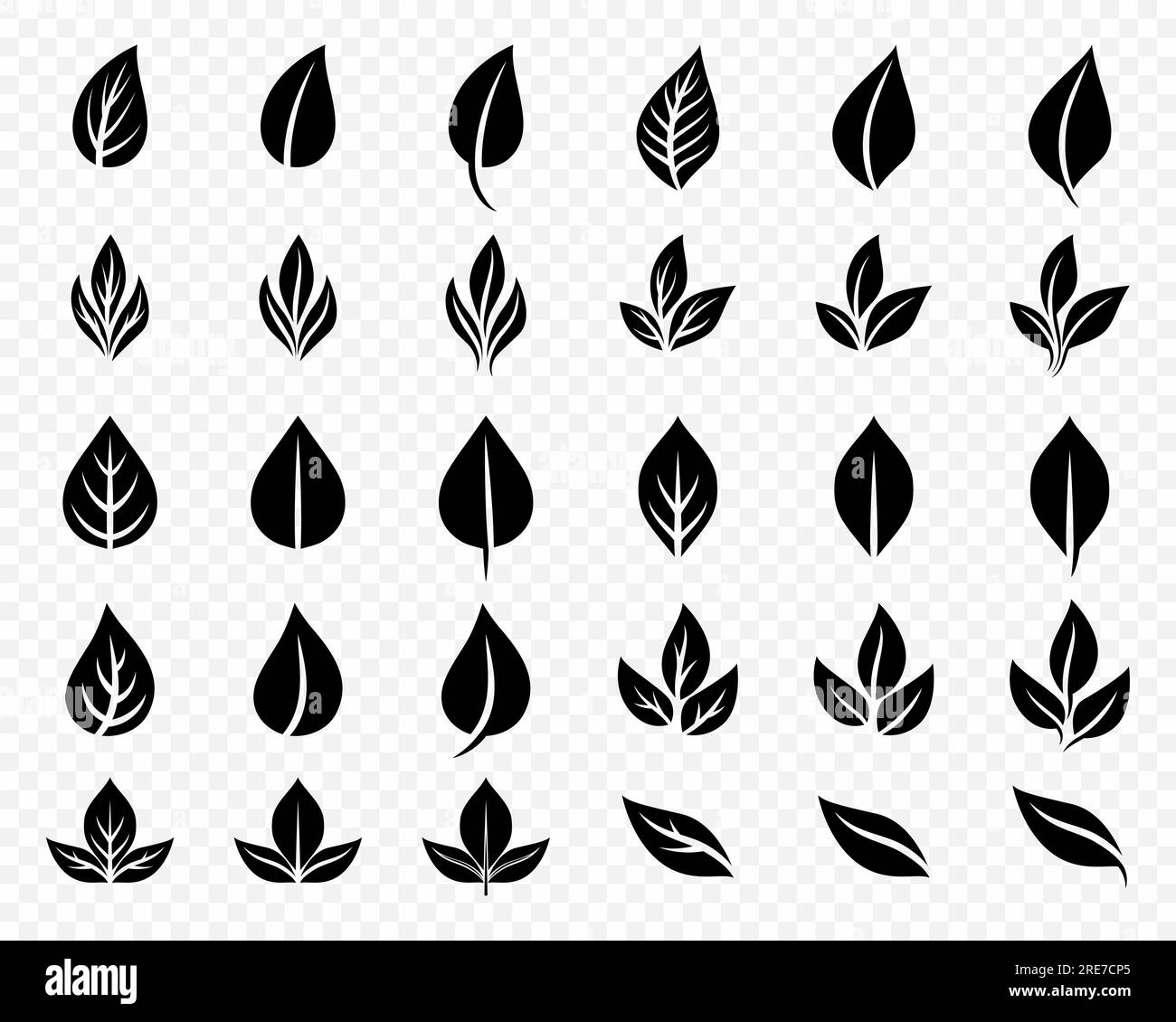 Vector Flat Black and White Leaf Icon Set Isolated. Leaves Collection ...