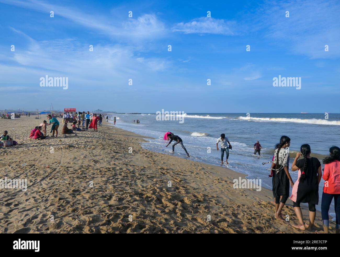 Chennai, India - July 14, 2023: Local people enjoy themselves at the ...