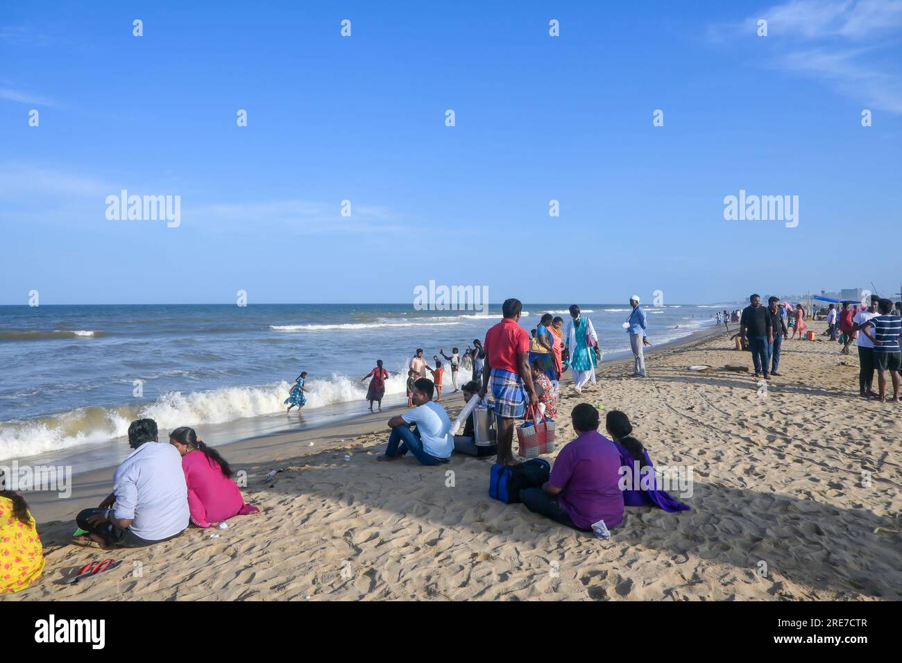 Chennai, India - July 14, 2023: Local people enjoy themselves at the ...