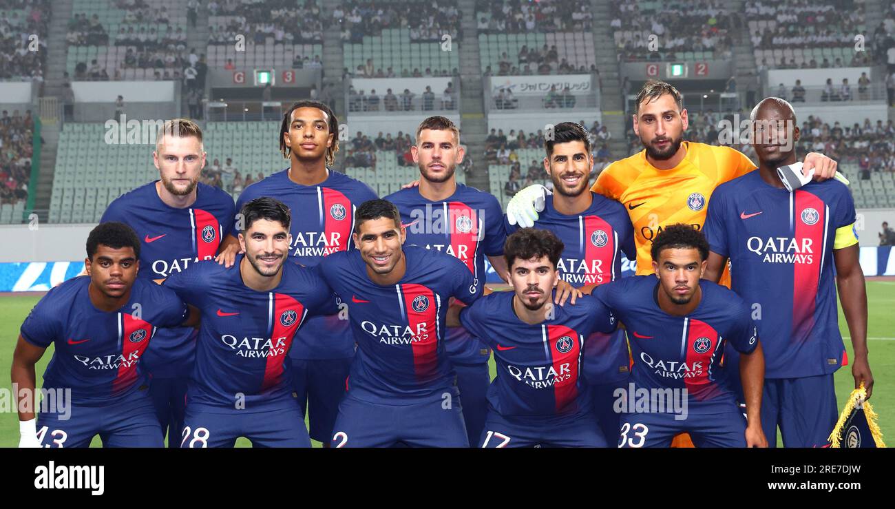 Osaka, Japan. 25th July, 2023. Paris Saint-Germain team group line-up ...