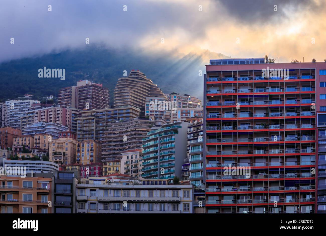 Monte Carlo cityscape with luxury apartment buildings by the port of ...