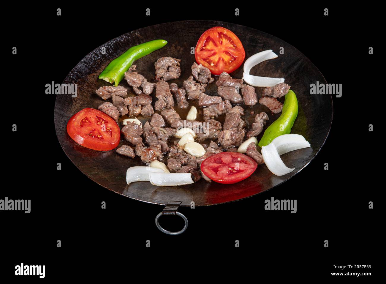 Meat Saute Turkish Et sote with wooden table - Hair Pie Meat - Sac Tava ...