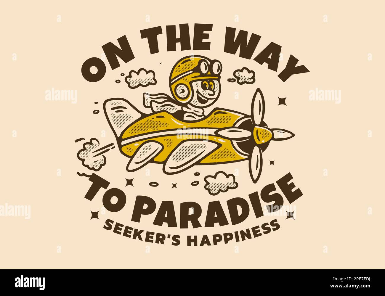 On the way to paradise, Mascot character illustration of a little boy ...