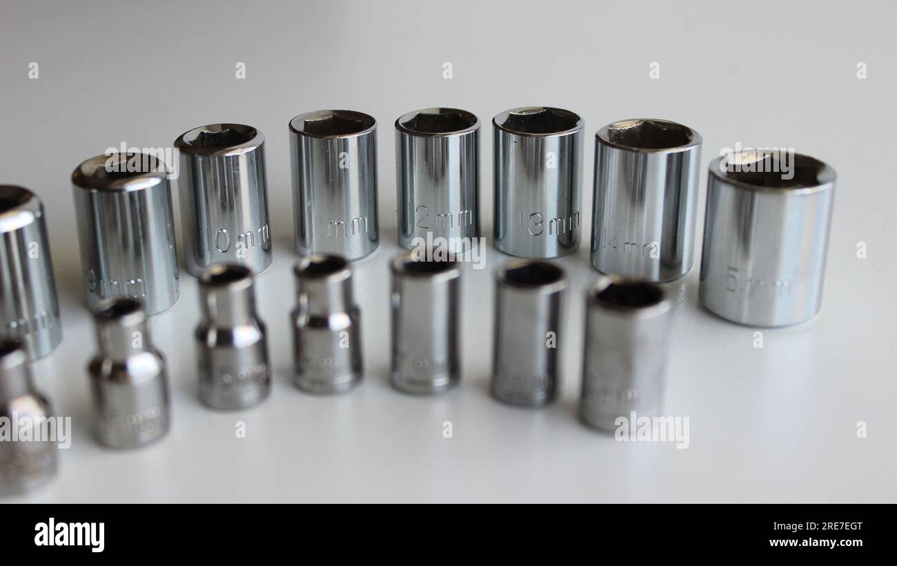 Steel Shiny Set Of Sockets For Quick Release Ratchet Wrench In A Rows ...