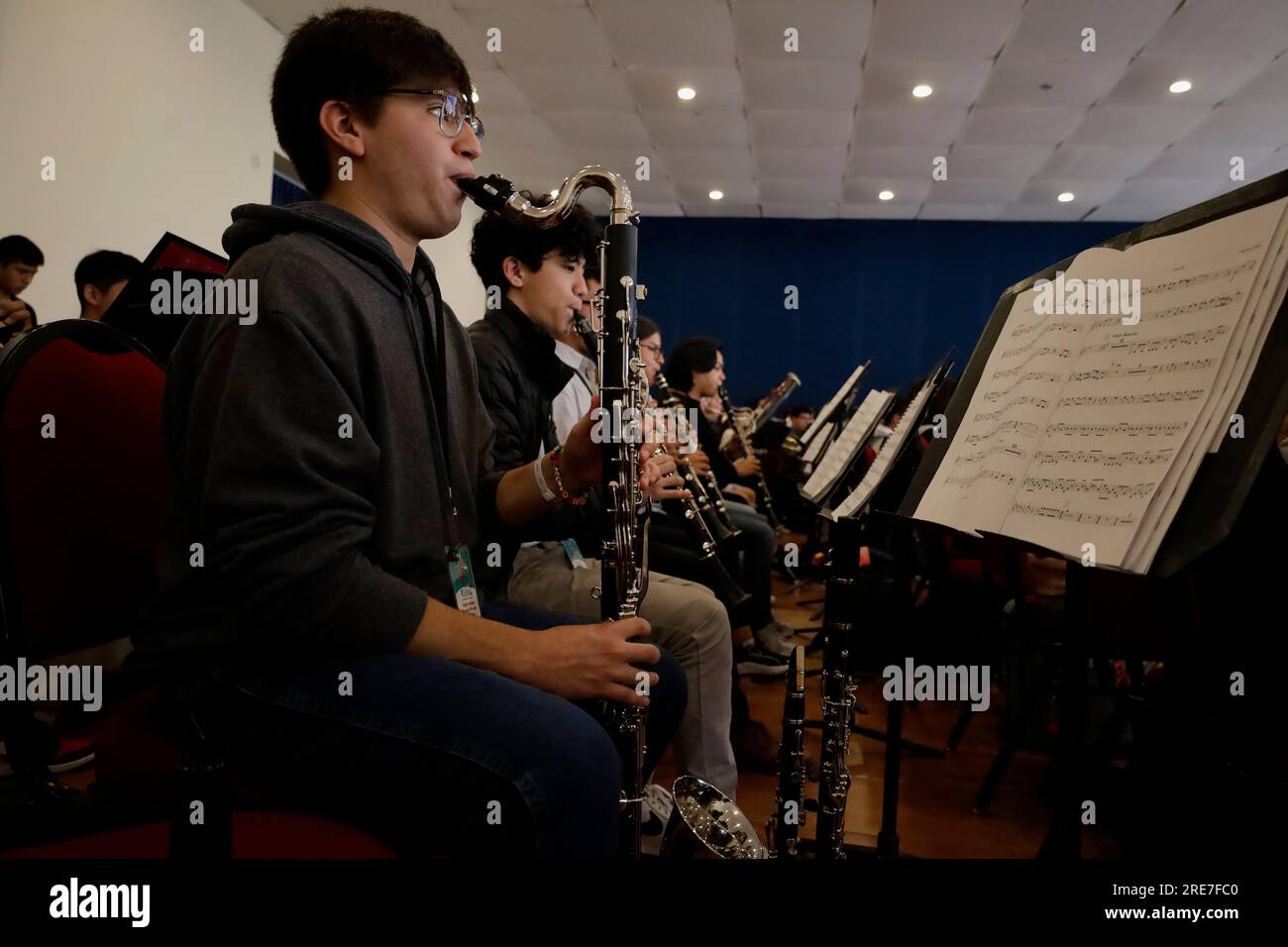 General rehearsal of instrumentalists of the Orquesta Sinfonica ...