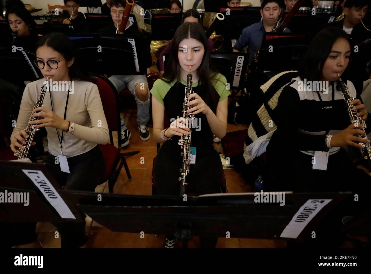 General rehearsal of instrumentalists of the Orquesta Sinfonica ...