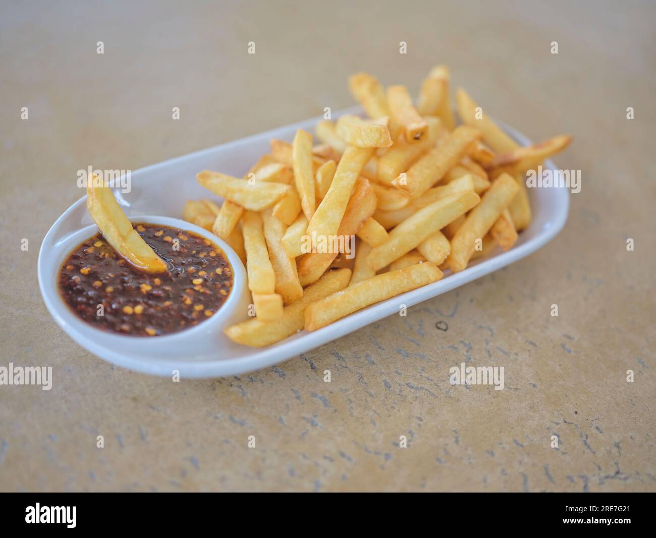 French fries, potato snack with THAI style spicy dipping sauce , fast ...