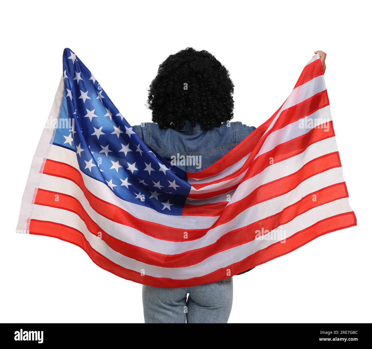 4th of July - Independence Day of USA. Woman with American flag on ...