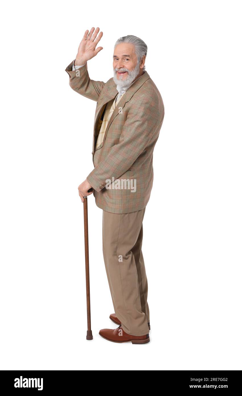 Smiling senior man walker waving hi-res stock photography and images ...