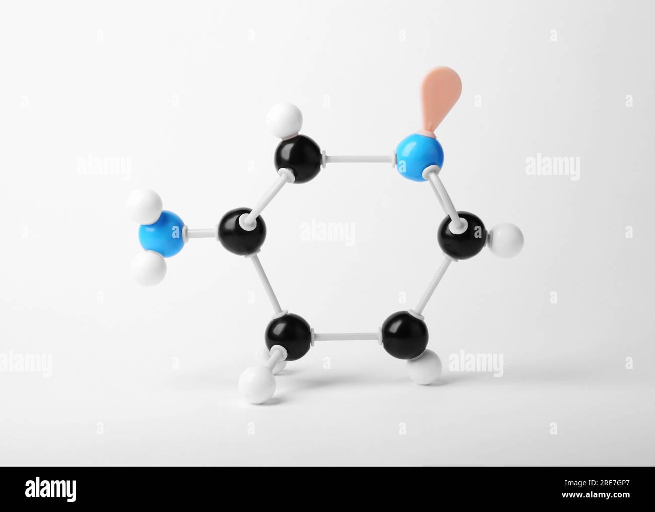 Structure of molecule on white background. Chemical model Stock Photo ...