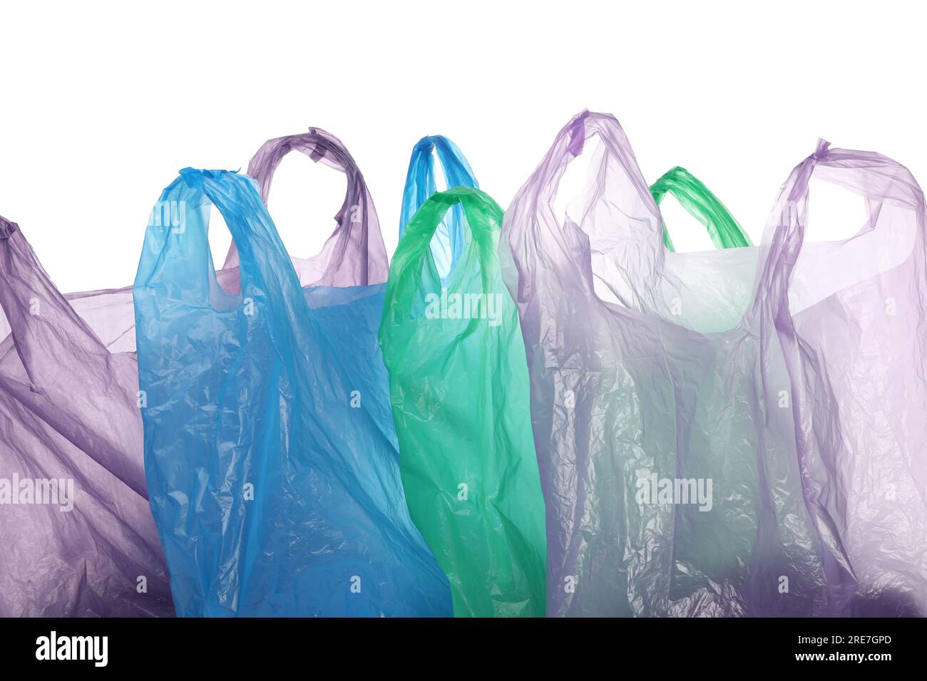 Many different plastic bags on white background Stock Photo - Alamy
