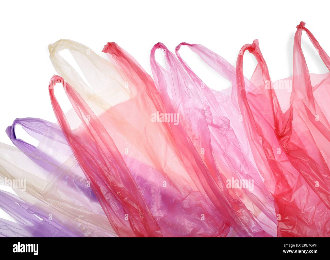 Many different plastic bags on white background Stock Photo - Alamy