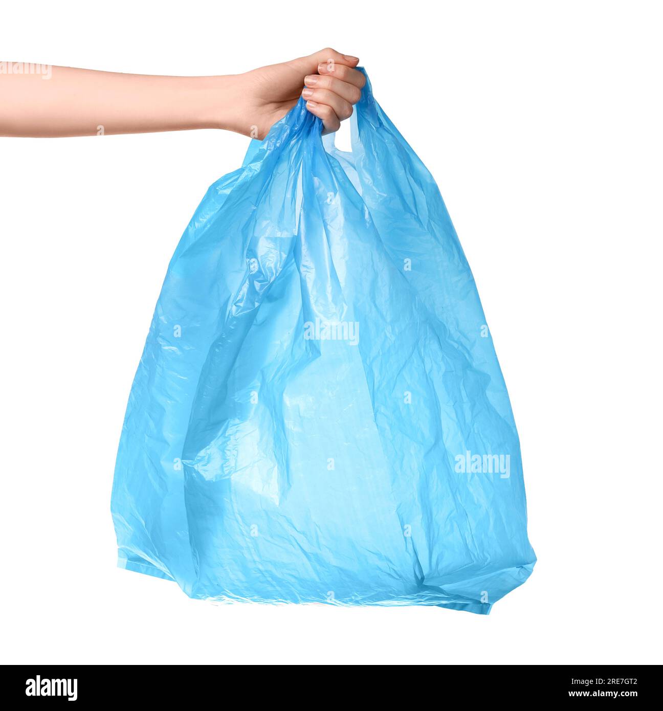 Empty blue plastic bag white background Cut Out Stock Images & Pictures ...