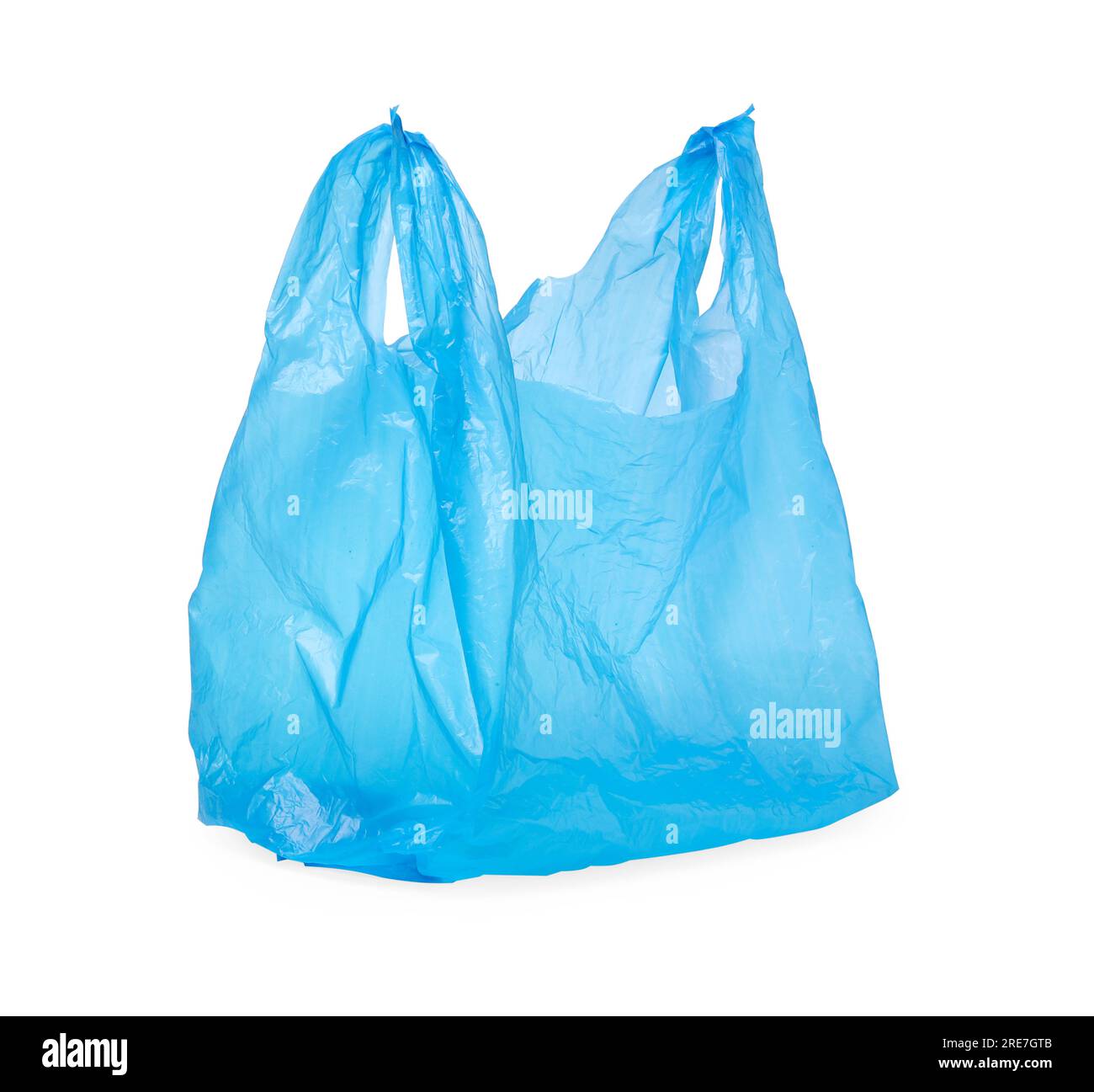 One light blue plastic bag isolated on white Stock Photo - Alamy