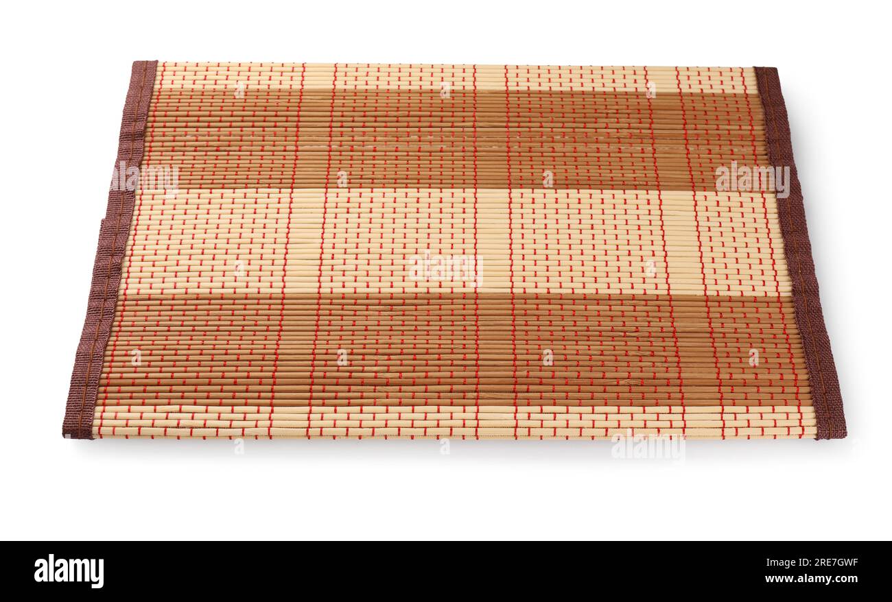 Sushi mat made of bamboo on white background Stock Photo - Alamy