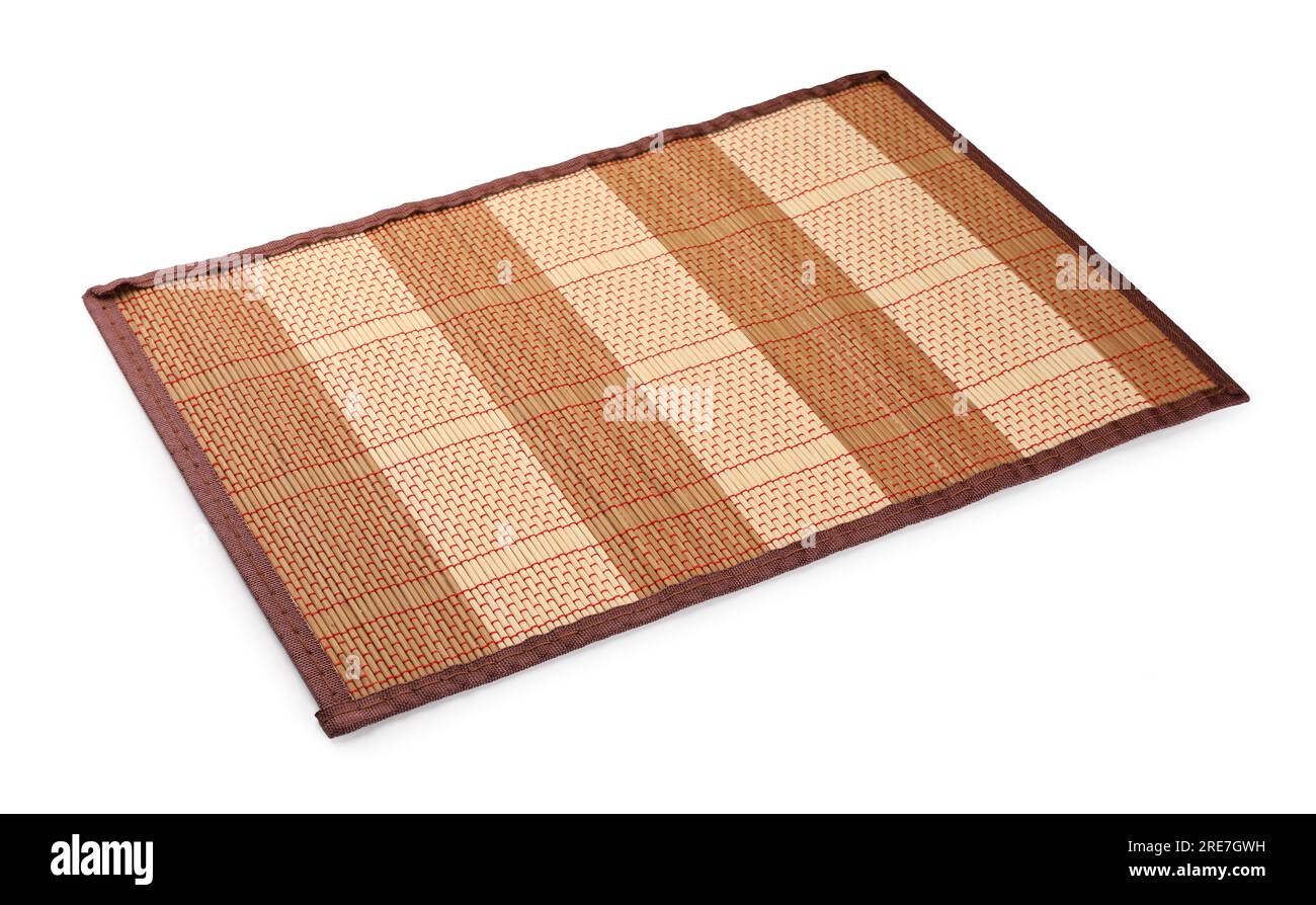 Sushi mat made of bamboo on white background Stock Photo - Alamy