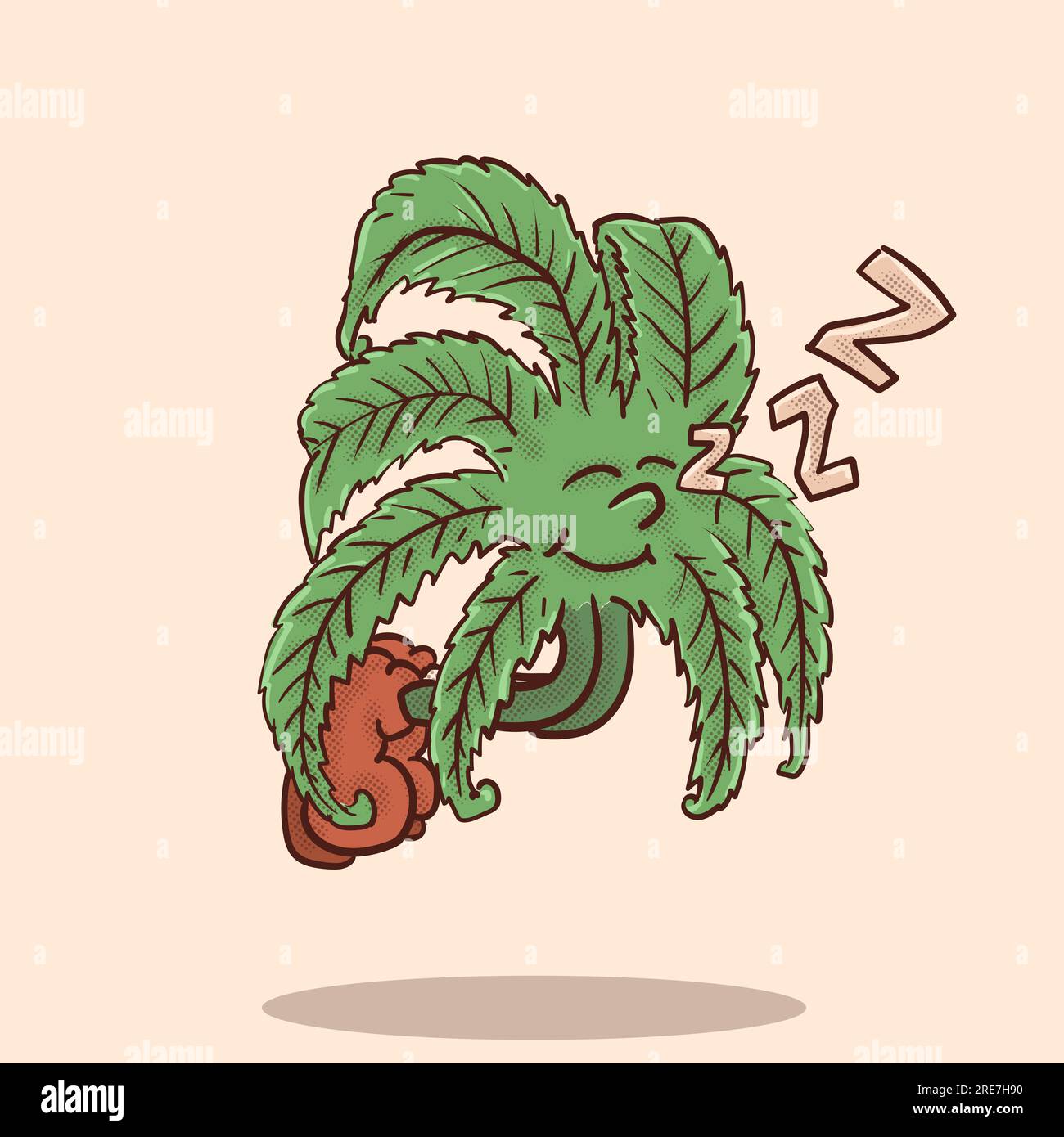 funky face weed sleeping while flying retro mascot. cannabis vintage ...