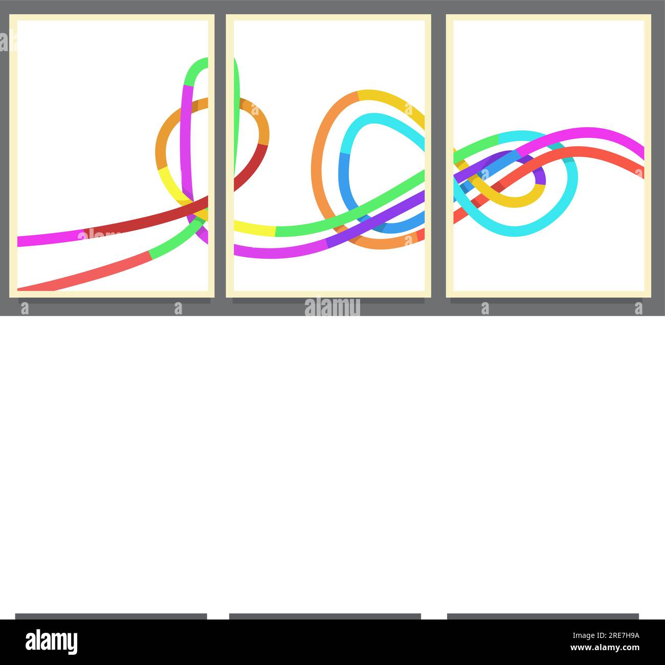 set of colorful figur of eight knot loop. rope line abstract style ...