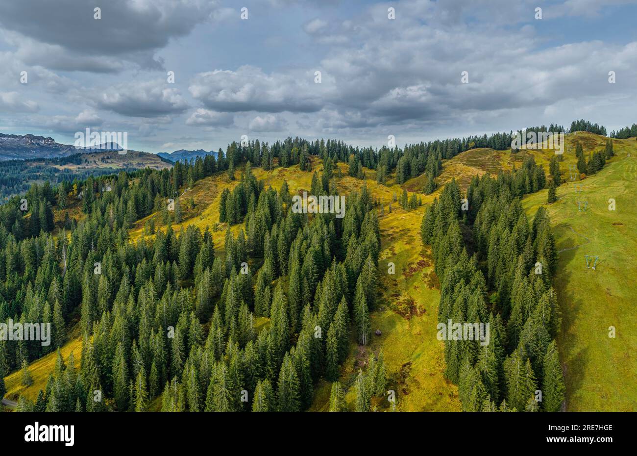 The alpine region around the Riedbergpass in the autumnal Upper Allgaeu ...