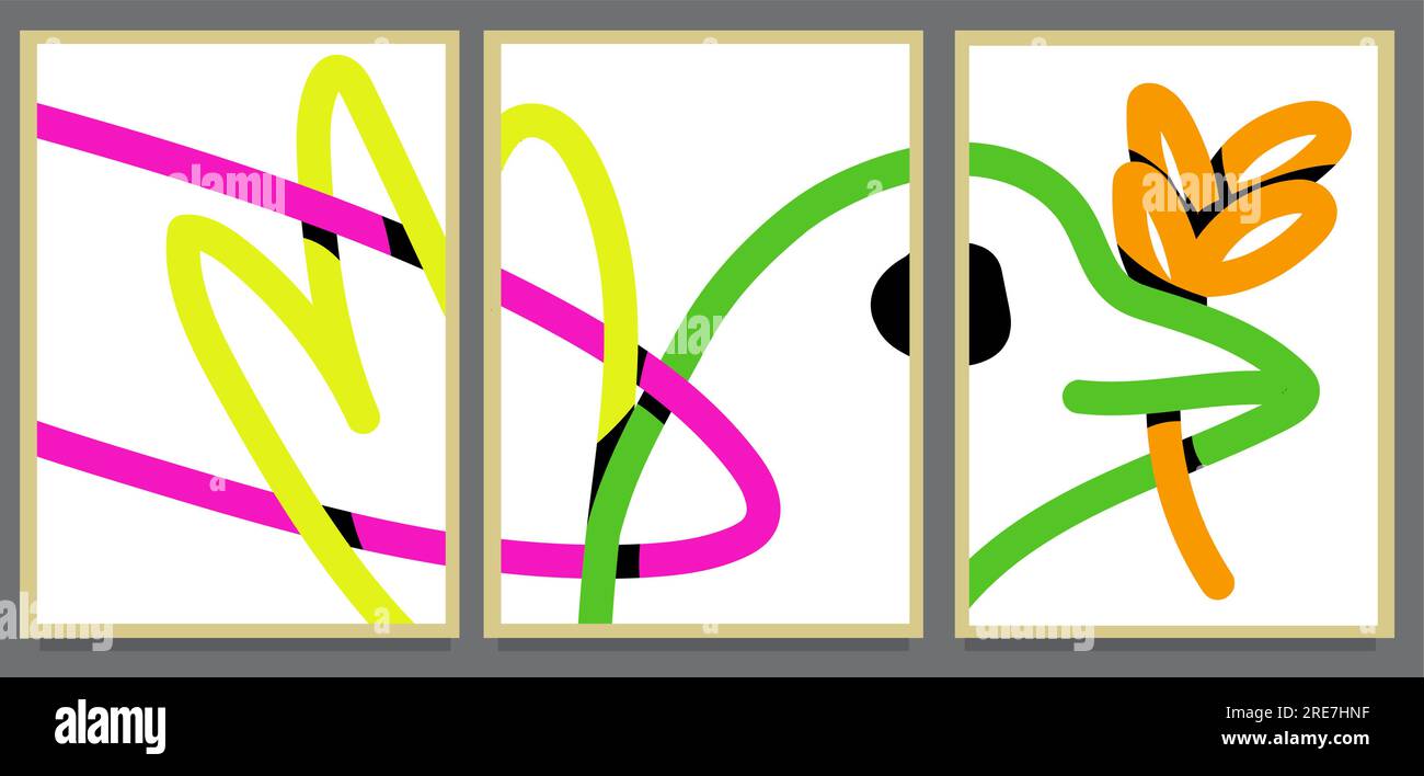 set of peace bird colorful rope line abstract style painting vector ...