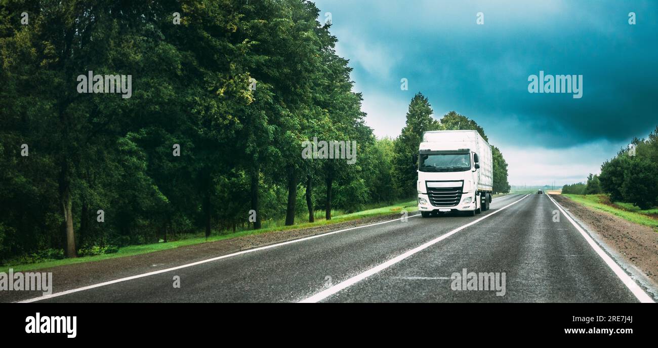 Truck Tractor Unit, Prime Mover, Traction Unit In Motion On Road ...