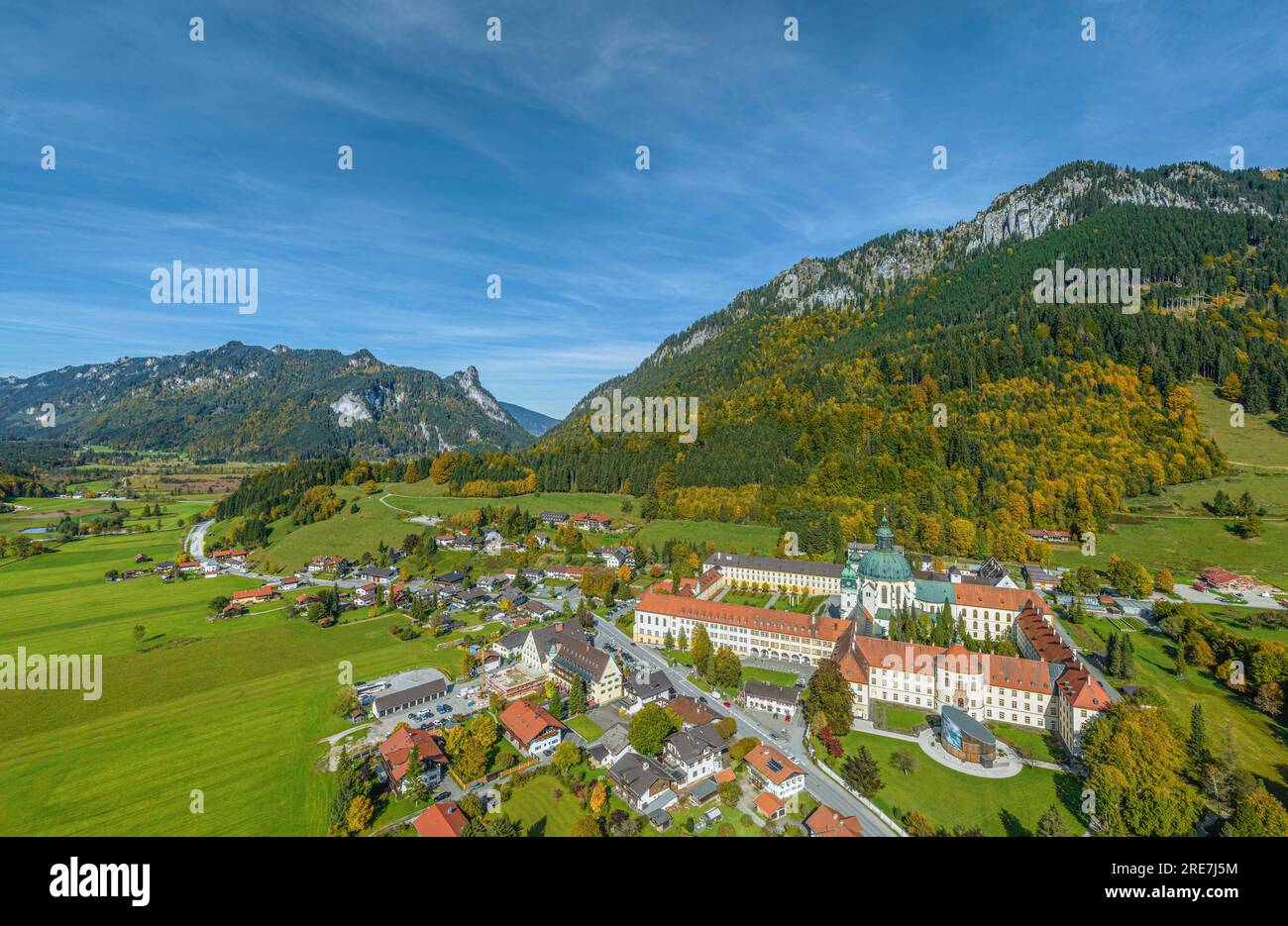 The famous bavarian region around the Ettal monastery in falltime from ...
