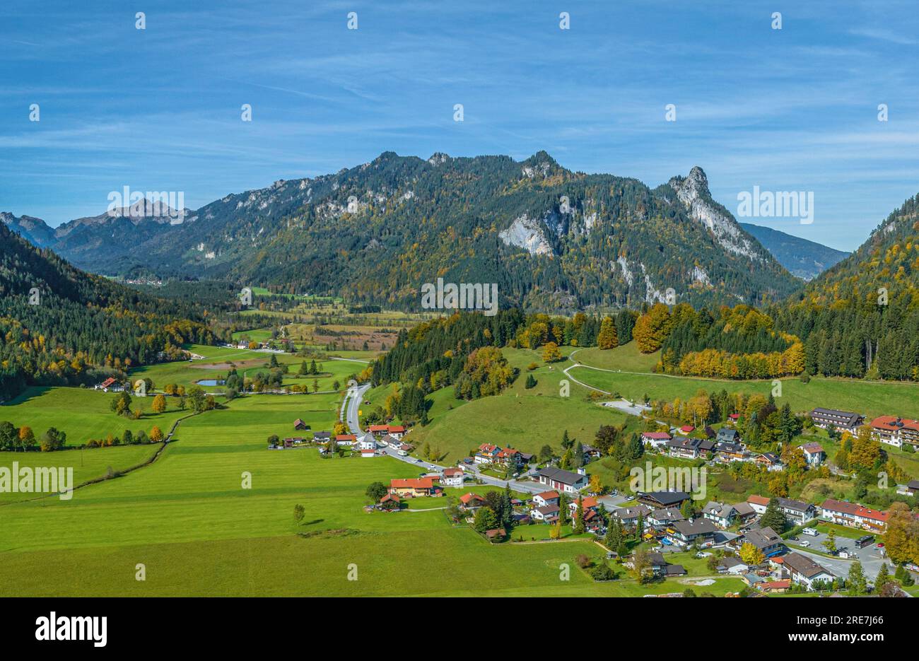 The famous bavarian region around the Ettal monastery in falltime from ...