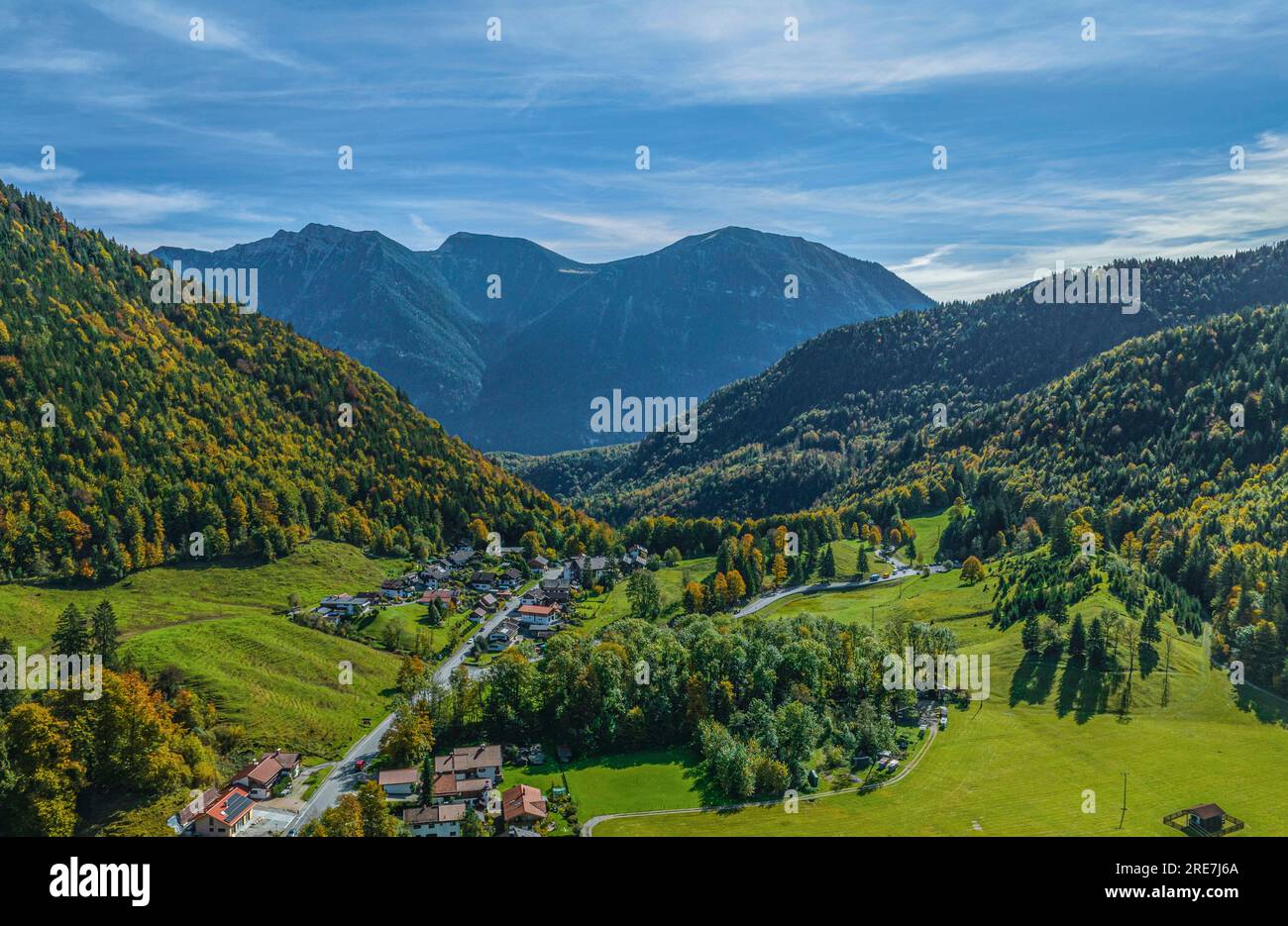 The famous bavarian region around the Ettal monastery in falltime from ...