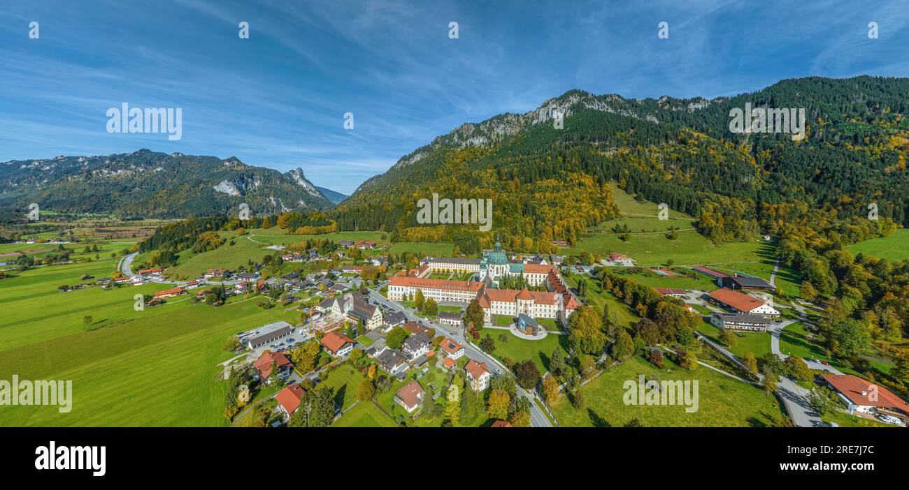 The famous bavarian region around the Ettal monastery in falltime from ...