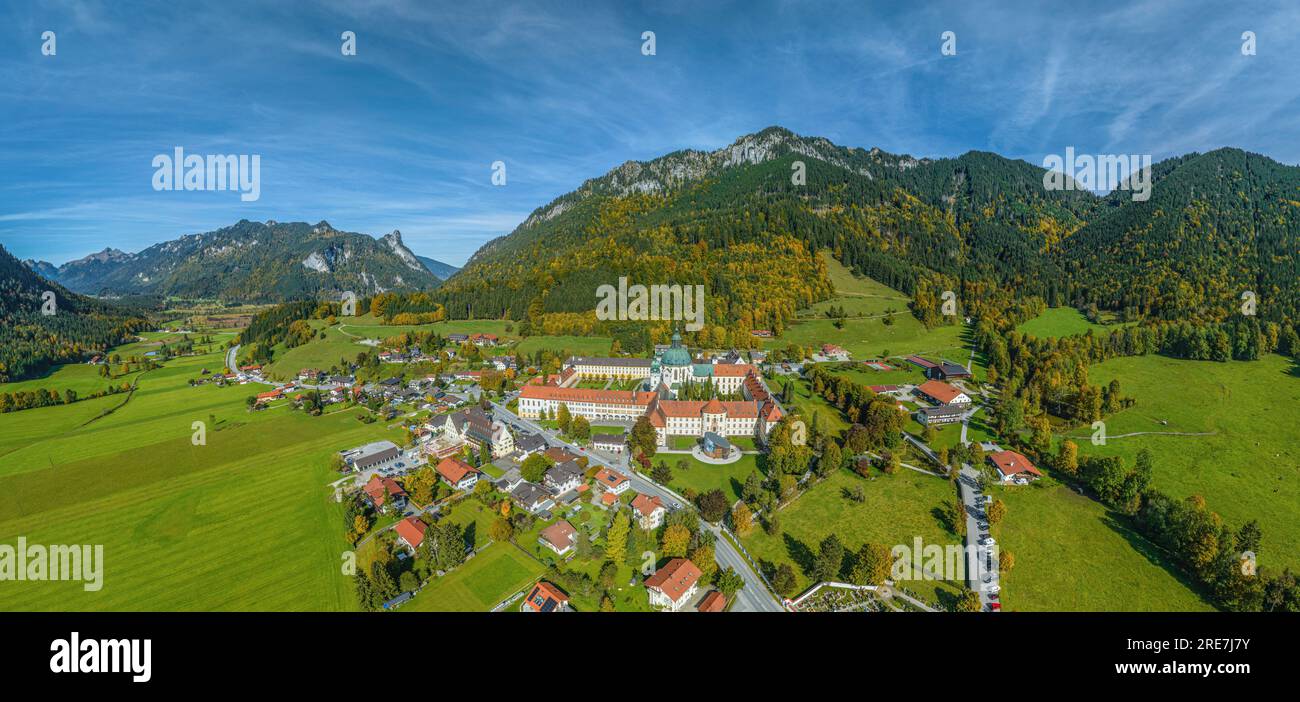 The famous bavarian region around the Ettal monastery in falltime from ...