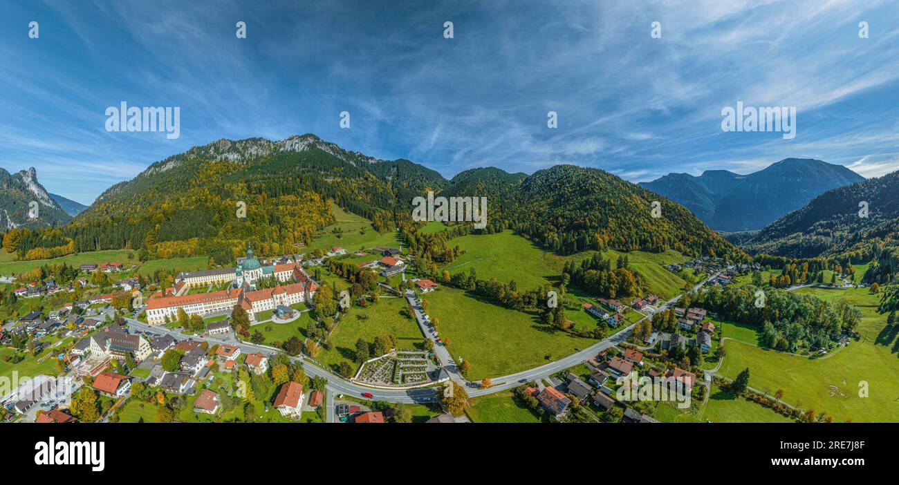 The famous bavarian region around the Ettal monastery in falltime from ...