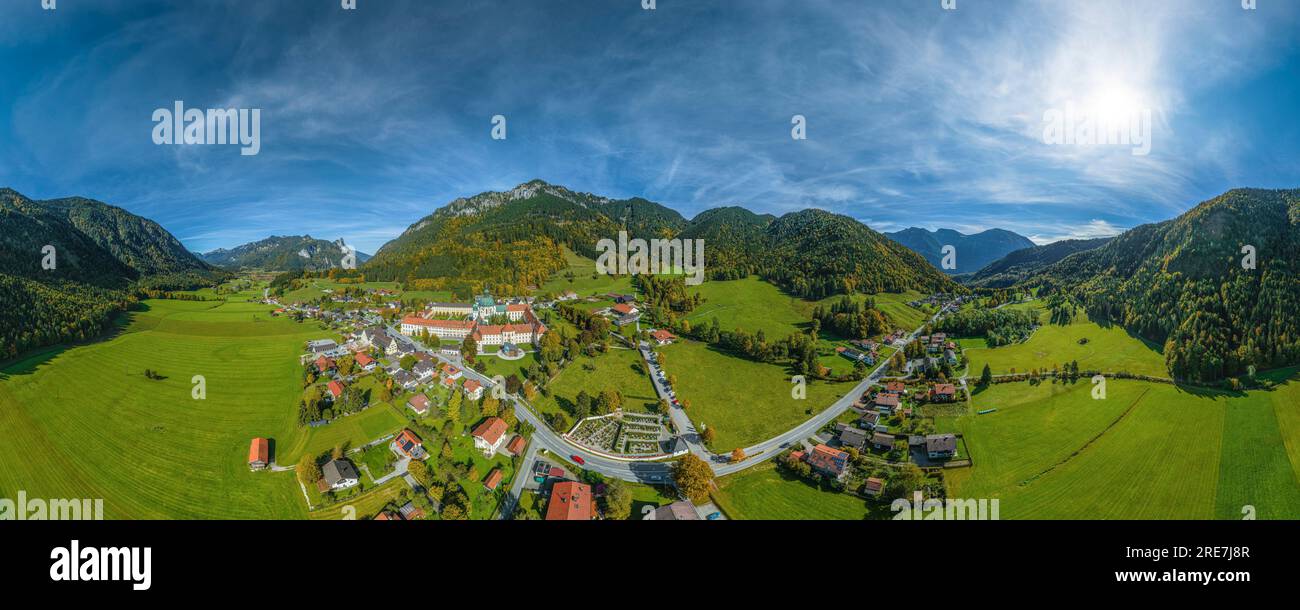 The famous bavarian region around the Ettal monastery in falltime from ...