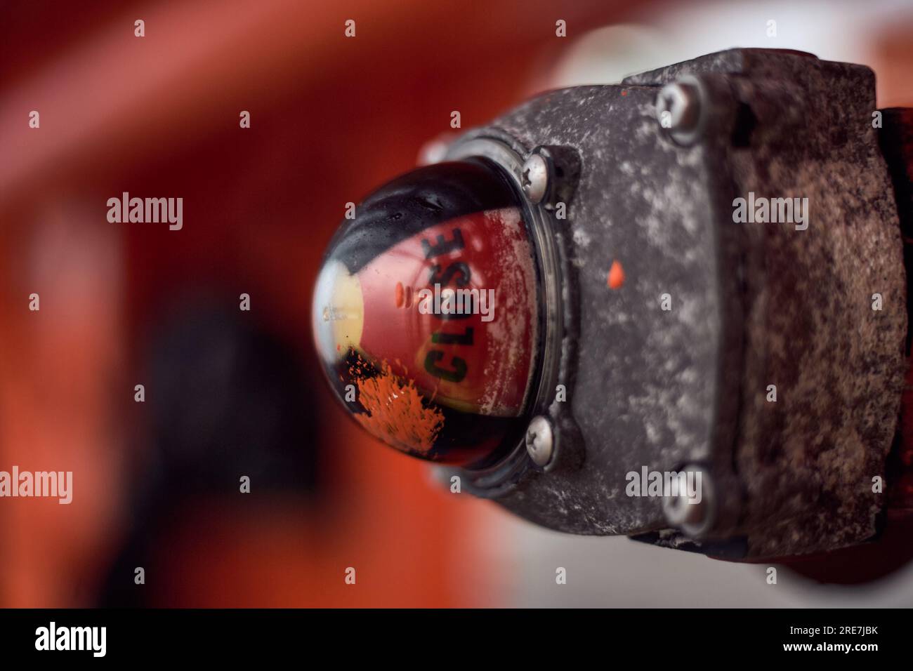 Marine offshore rusty closed position indicator located on valve on ...