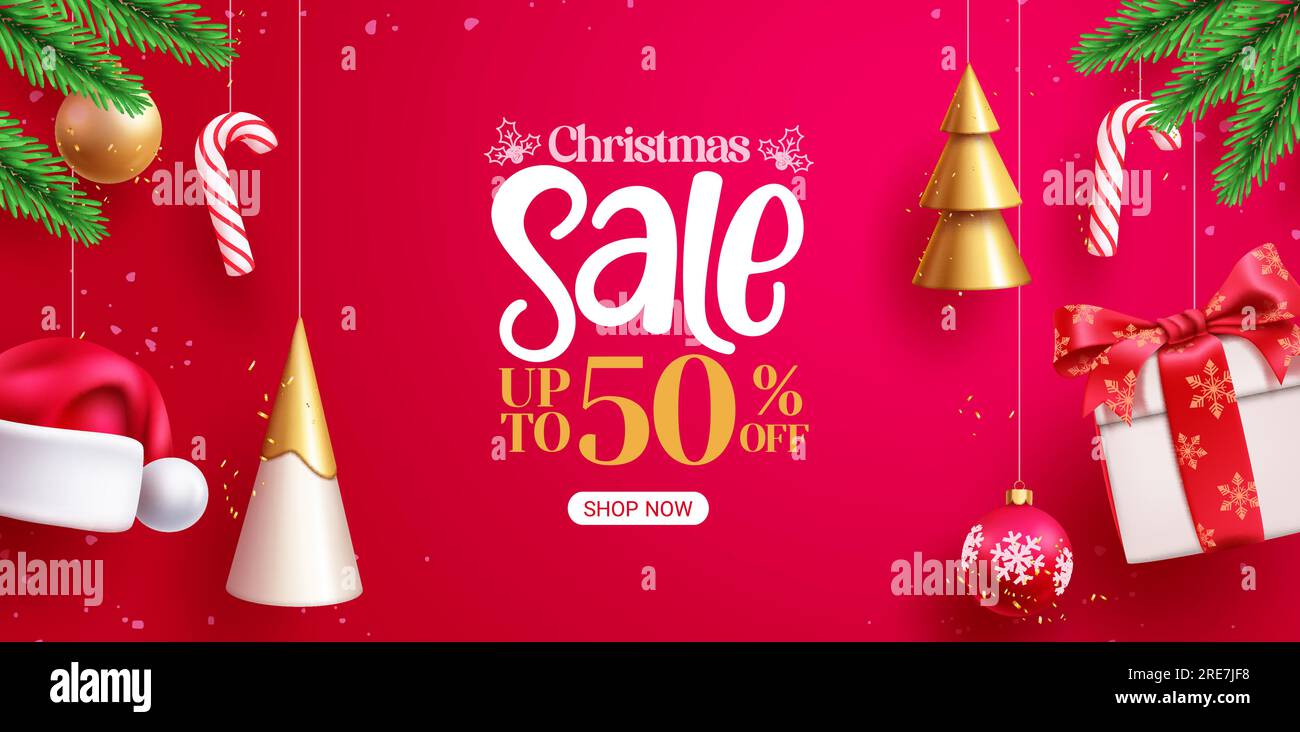 Christmas sale text vector banner design. Christmas discount promo ...