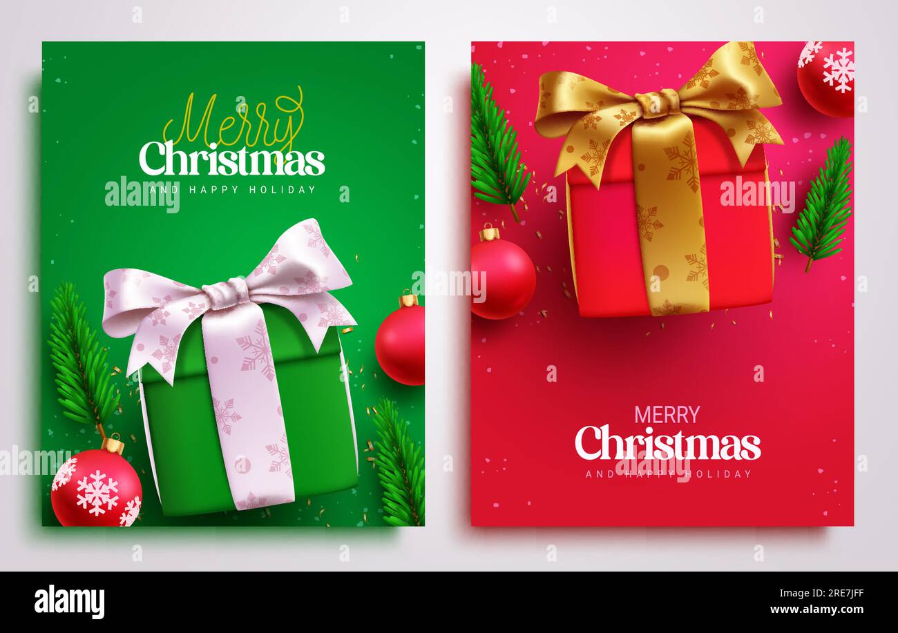 Merry christmas text vector poster design. Christmas greeting with gift ...