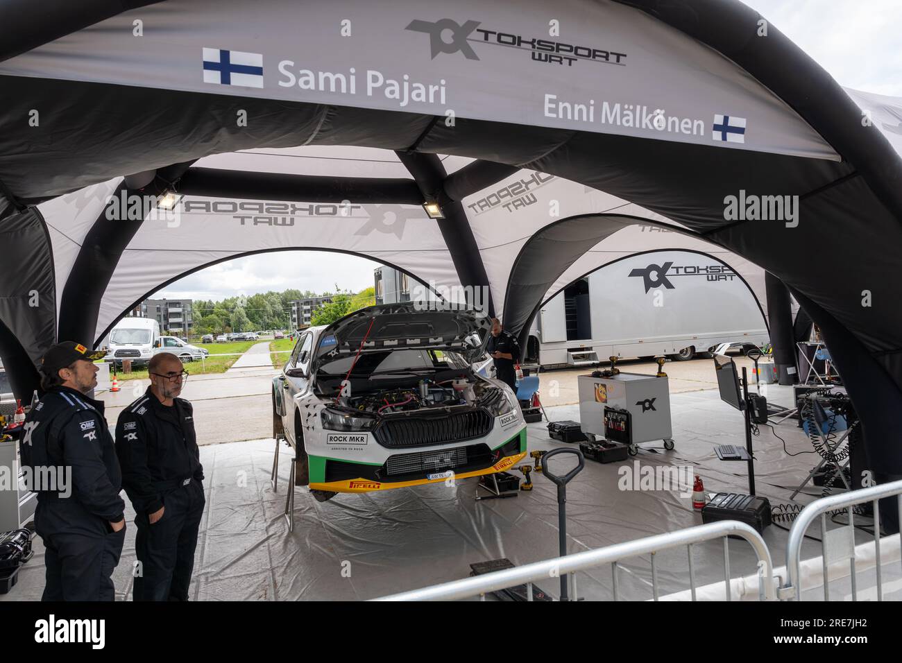 Tartu, Estonia - 07.20.2023: Gus Greensmith and Jonas Andersson WRC car ...