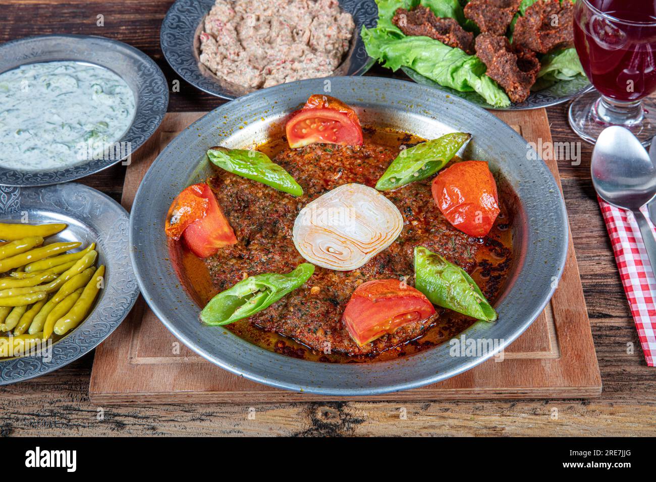 Turkish Food Et Kavurma. Meat Saute Turkish Et sote on black ground ...