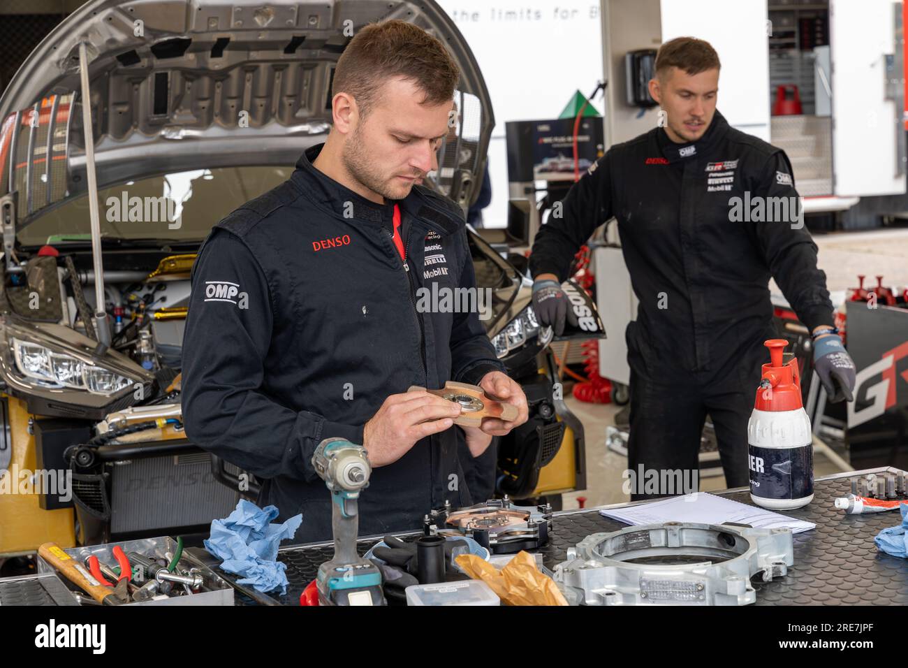 Tartu, Estonia - 07.20.2023: Mechanic working on WRC car at WRC Rally ...