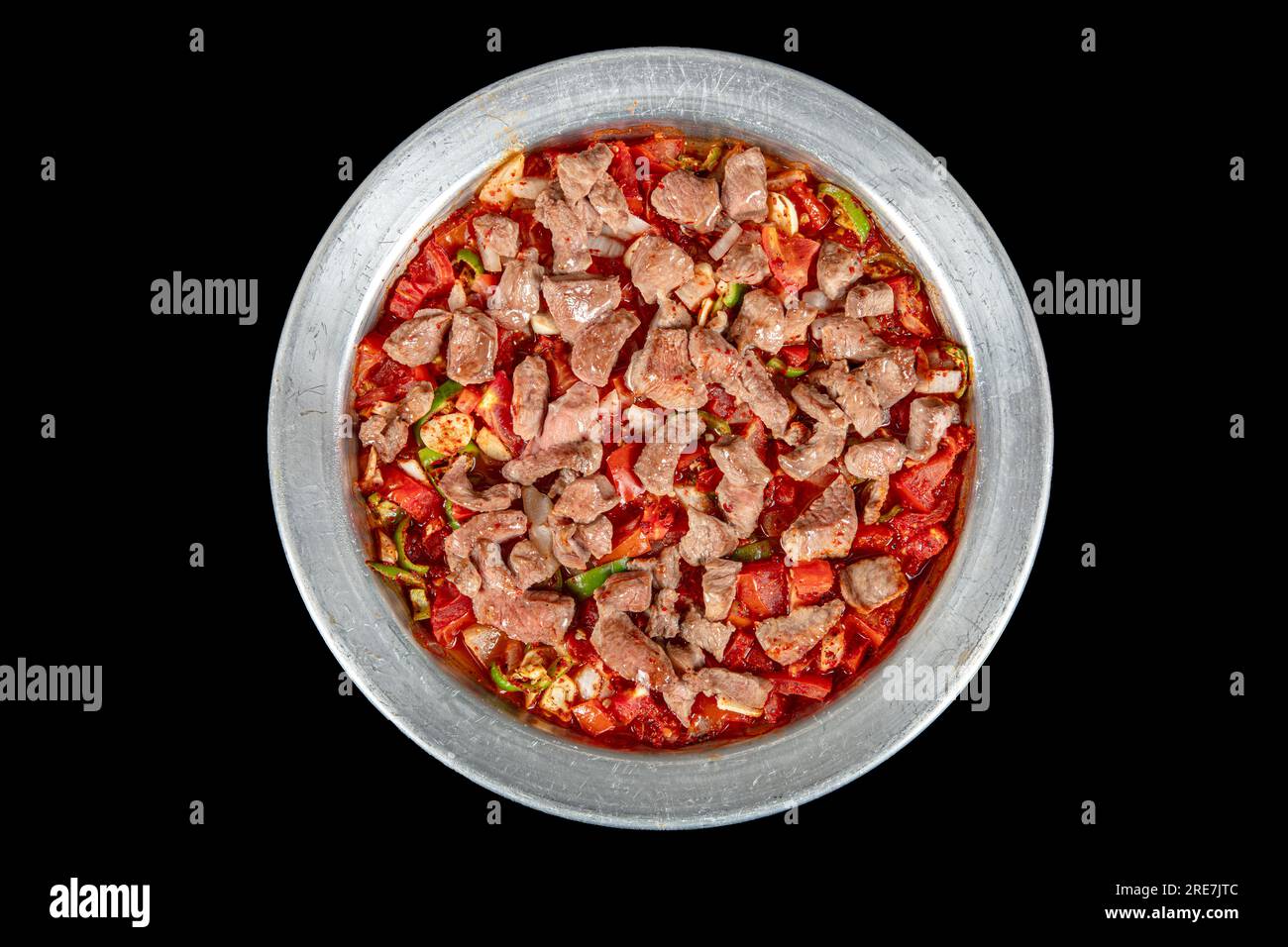 Turkish Food Et Kavurma. Meat Saute Turkish Et sote on black ground ...