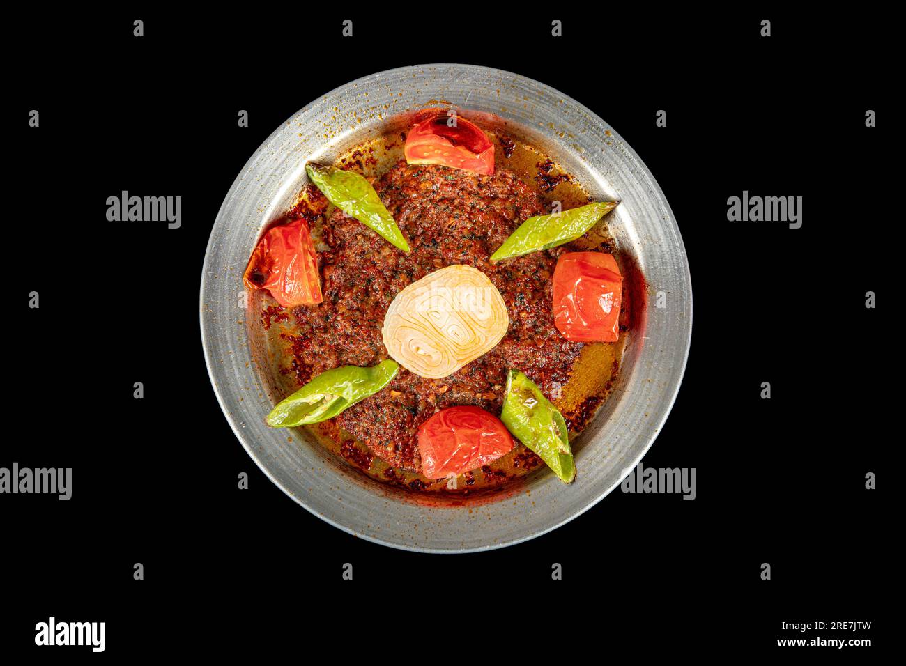 Turkish Food Et Kavurma. Meat Saute Turkish Et sote on black ground ...