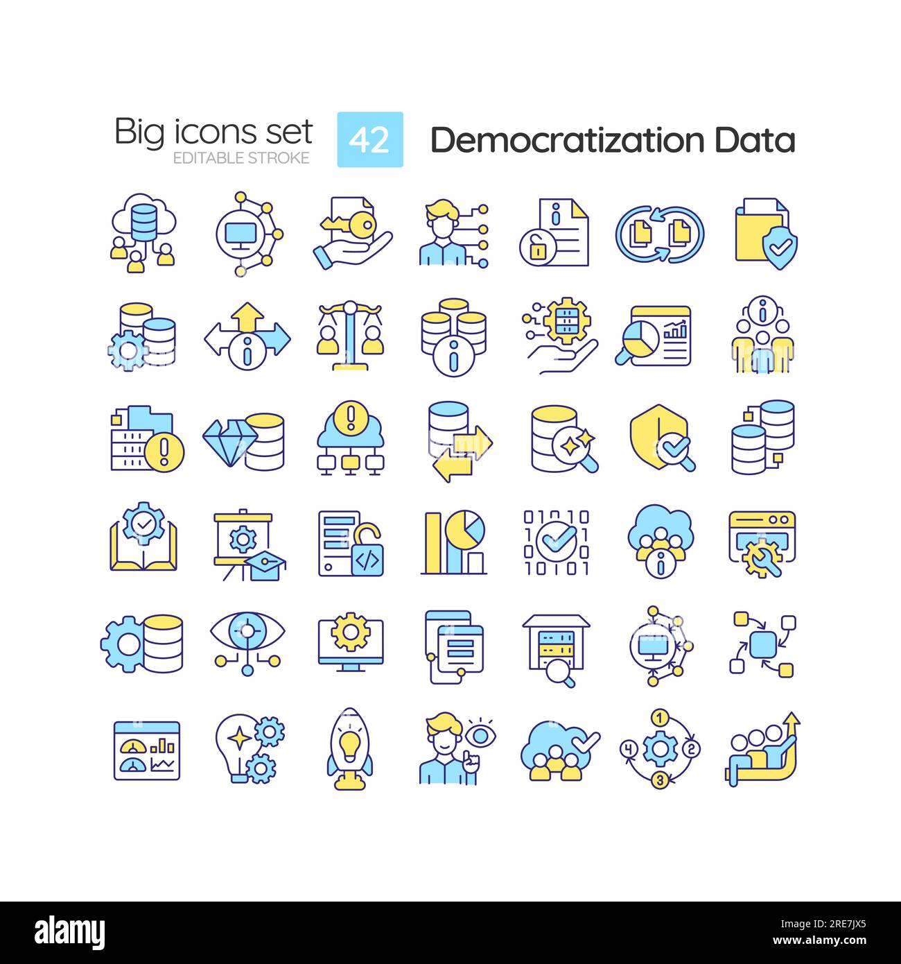 Thin line icon set for data democratization Stock Vector Image & Art - Alamy
