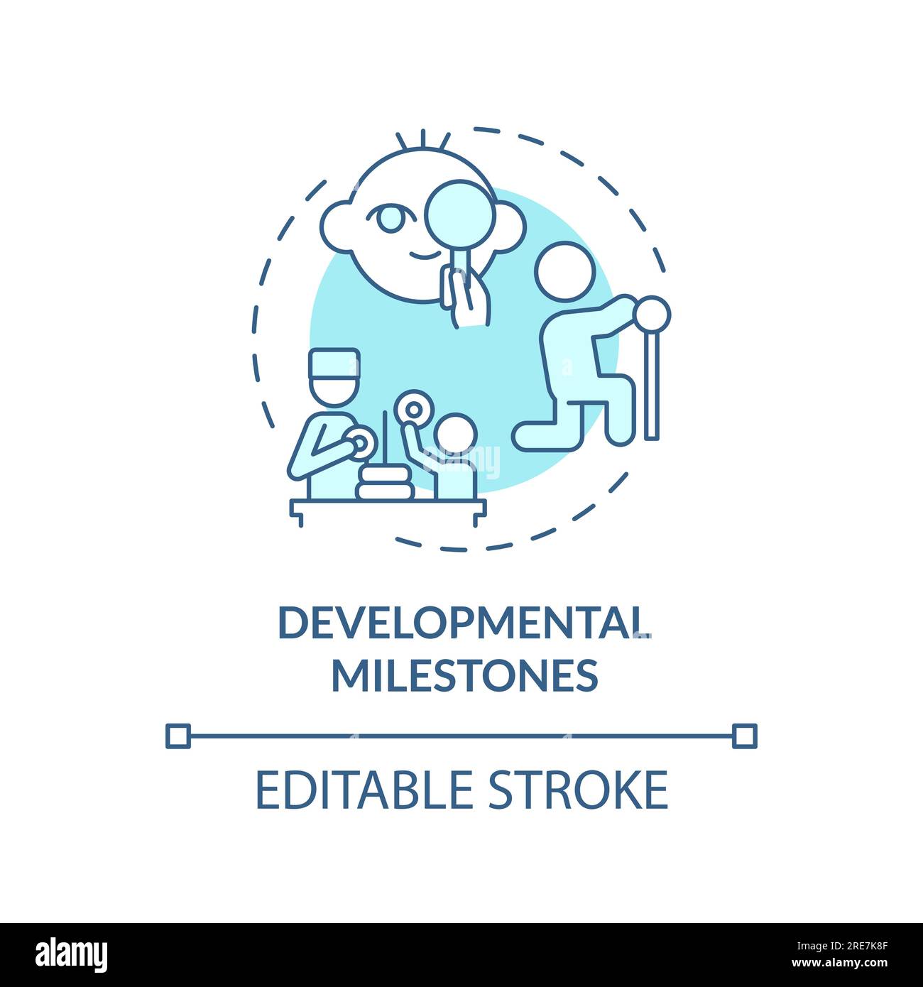Developmental milestones turquoise concept icon Stock Vector Image ...