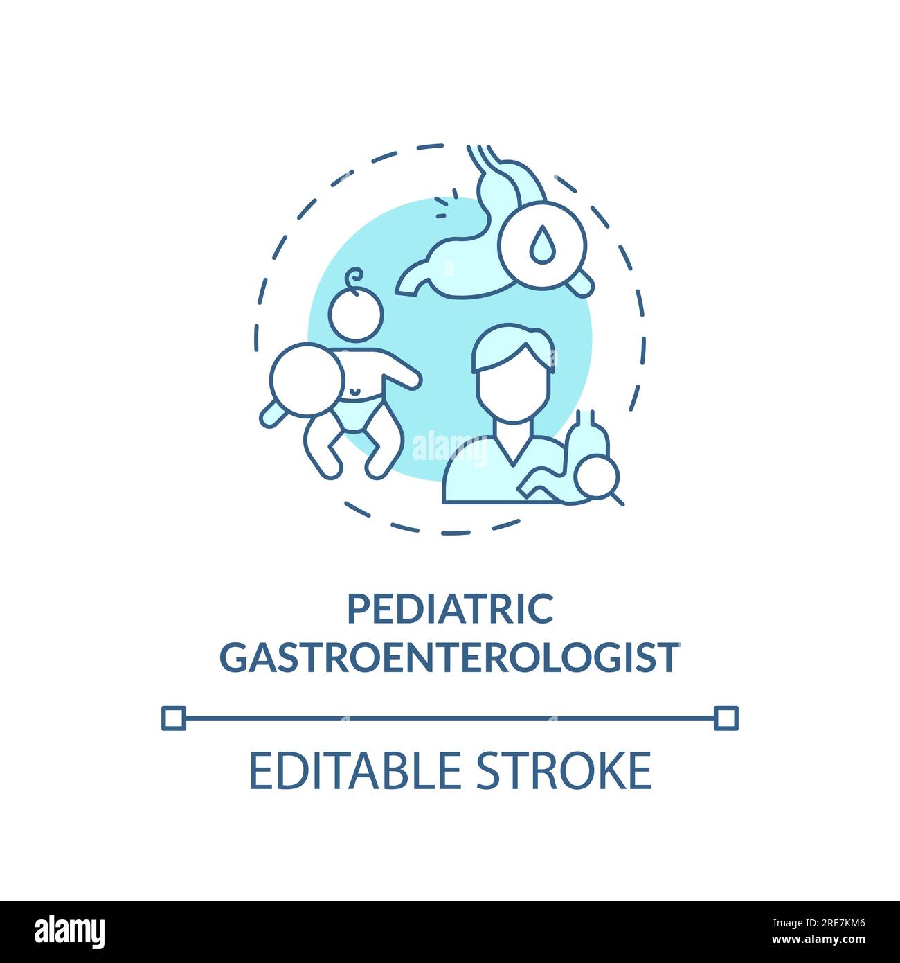 Pediatric gastroenterologist turquoise concept icon Stock Vector Image ...