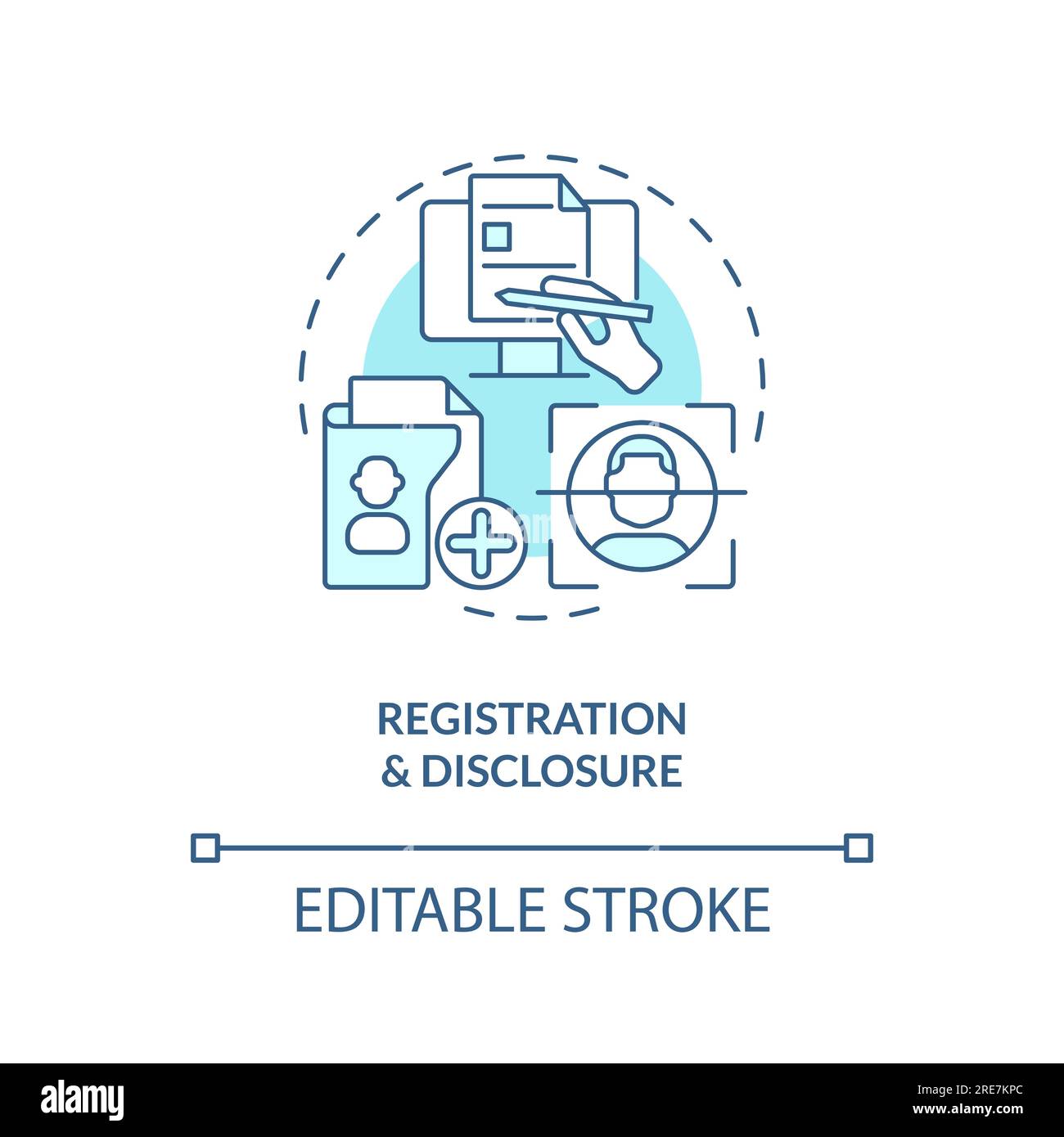2D registration and disclosure blue icon concept Stock Vector Image ...